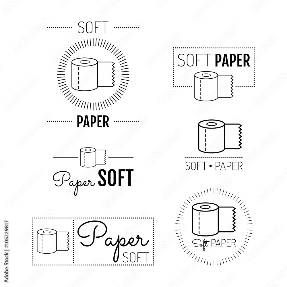 Toilet paper icon, emblems, labels. Set of logos Stock Vector | Adobe Stock