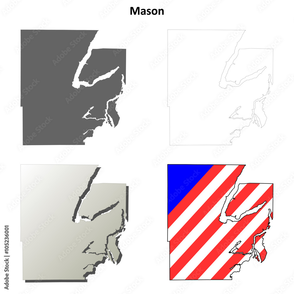 Mason County, Washington outline map set Stock Vector | Adobe Stock