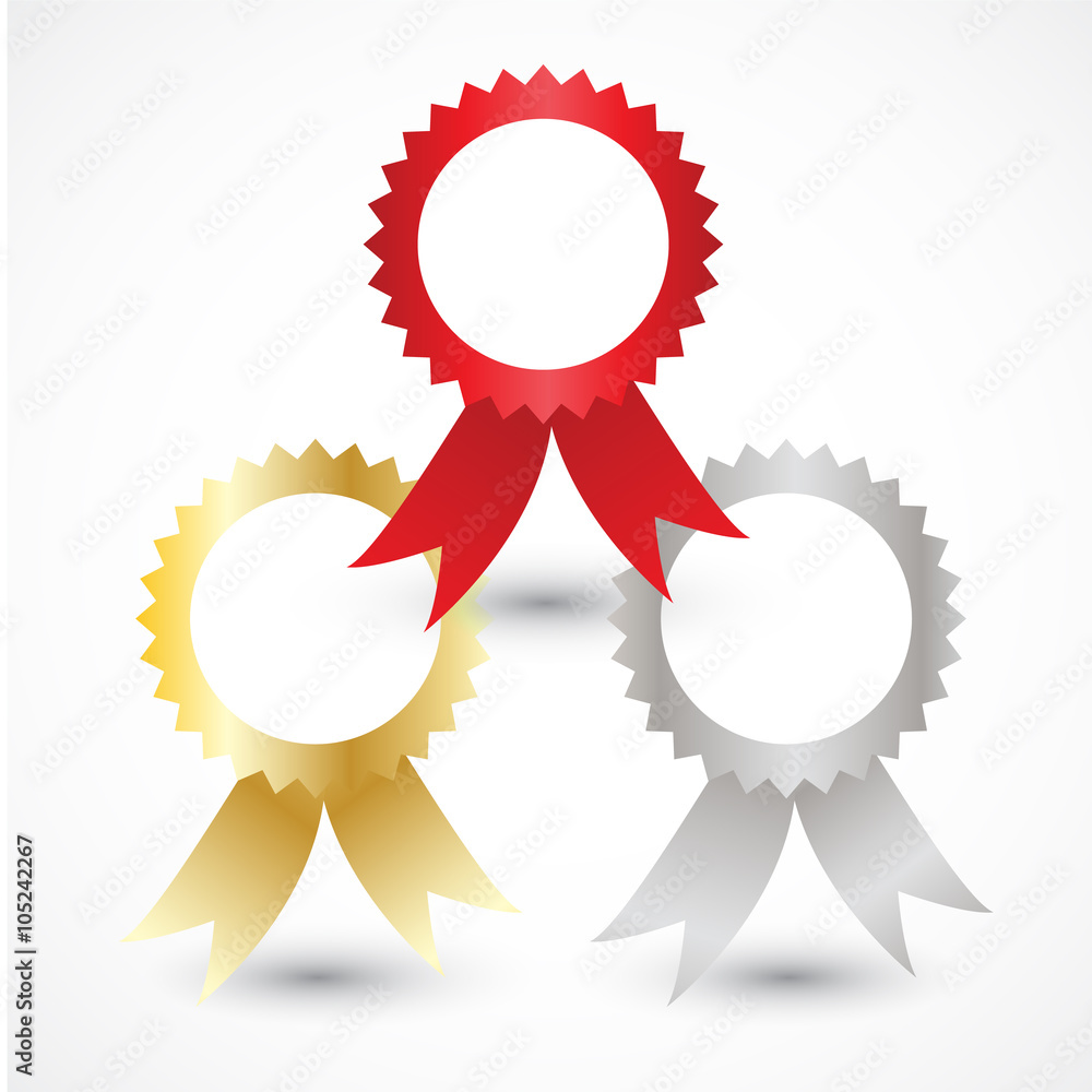 Three types of awards: Gold, silver and bronze. Vector illustration ...