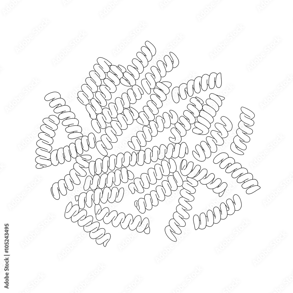 Pile of fusilli pasta on the white background. Raster line art Stock ...