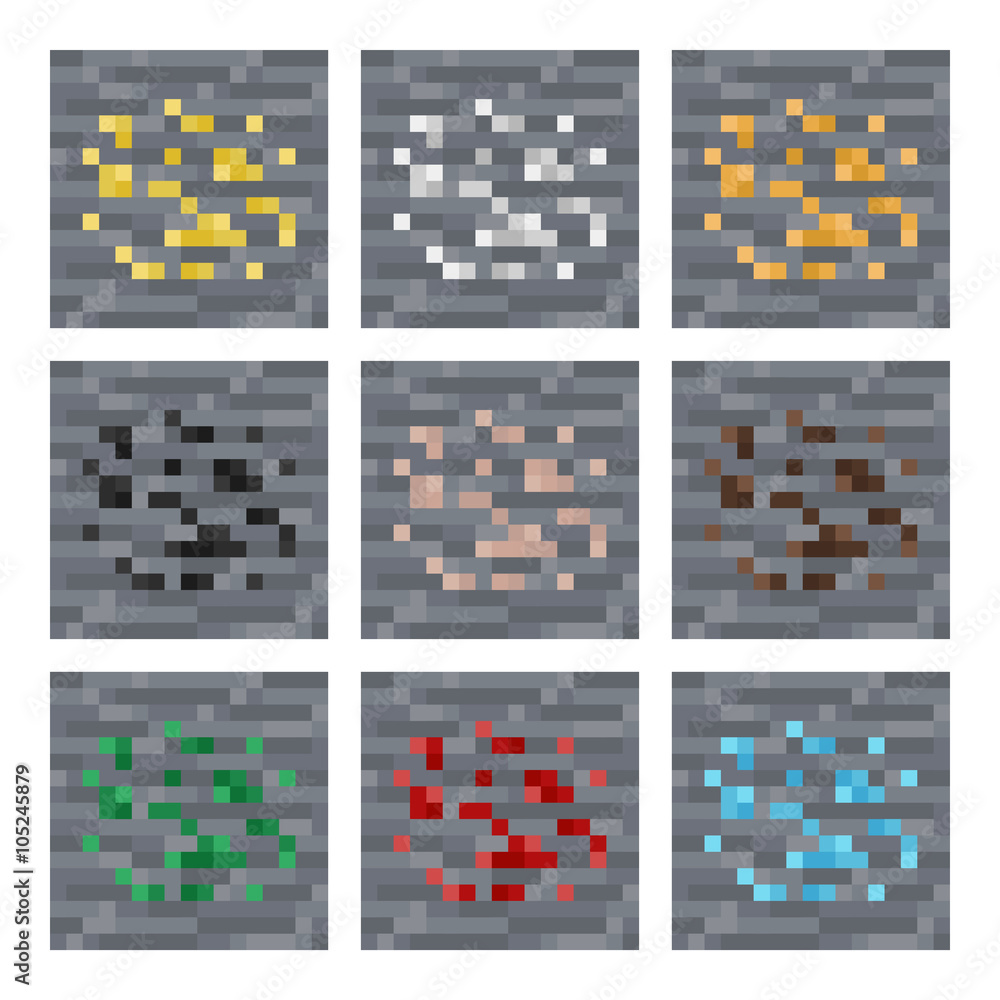 Minecraft Diamond Ore Pixel Art