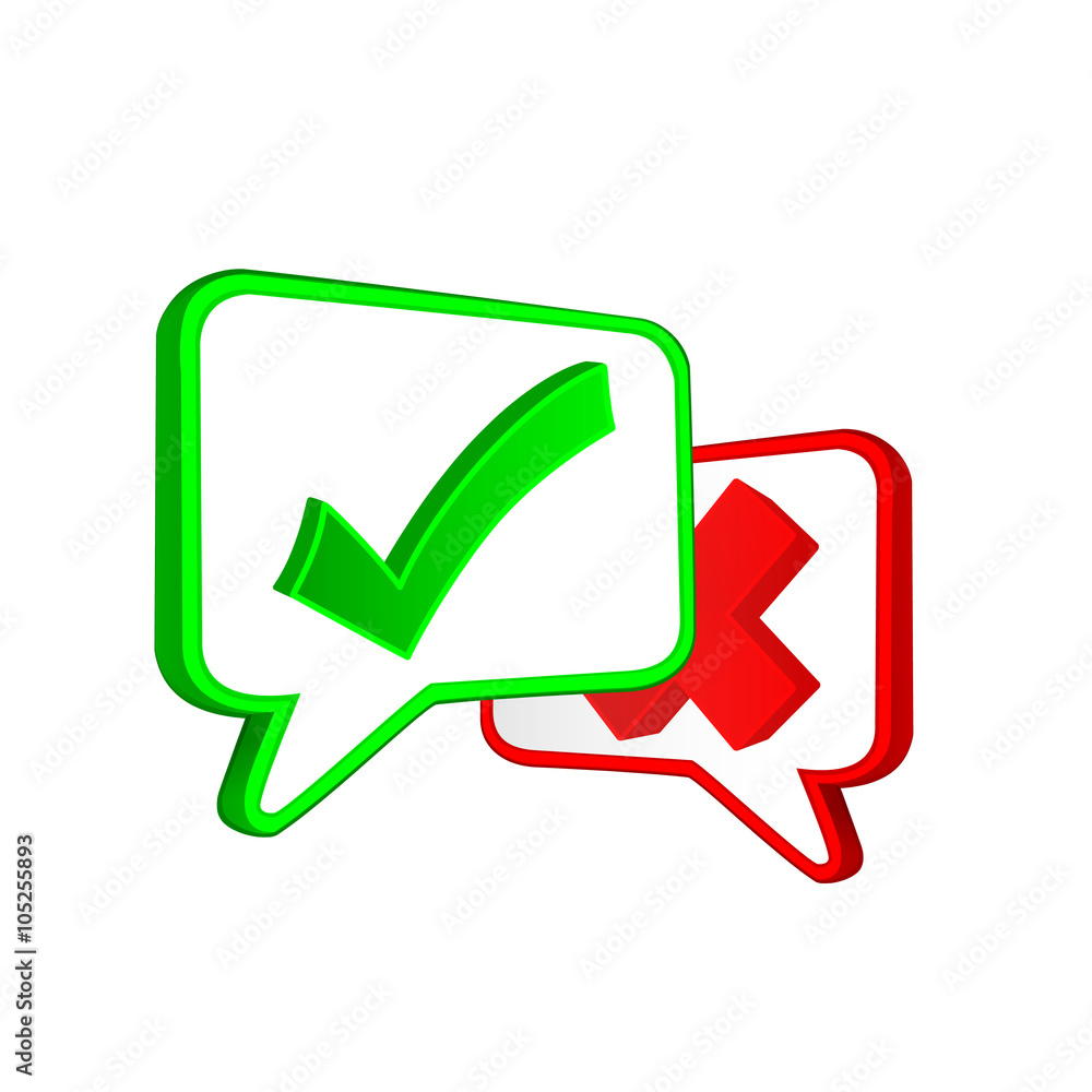 Yes No Marks overlapping speech bubbles icons Stock Illustration ...
