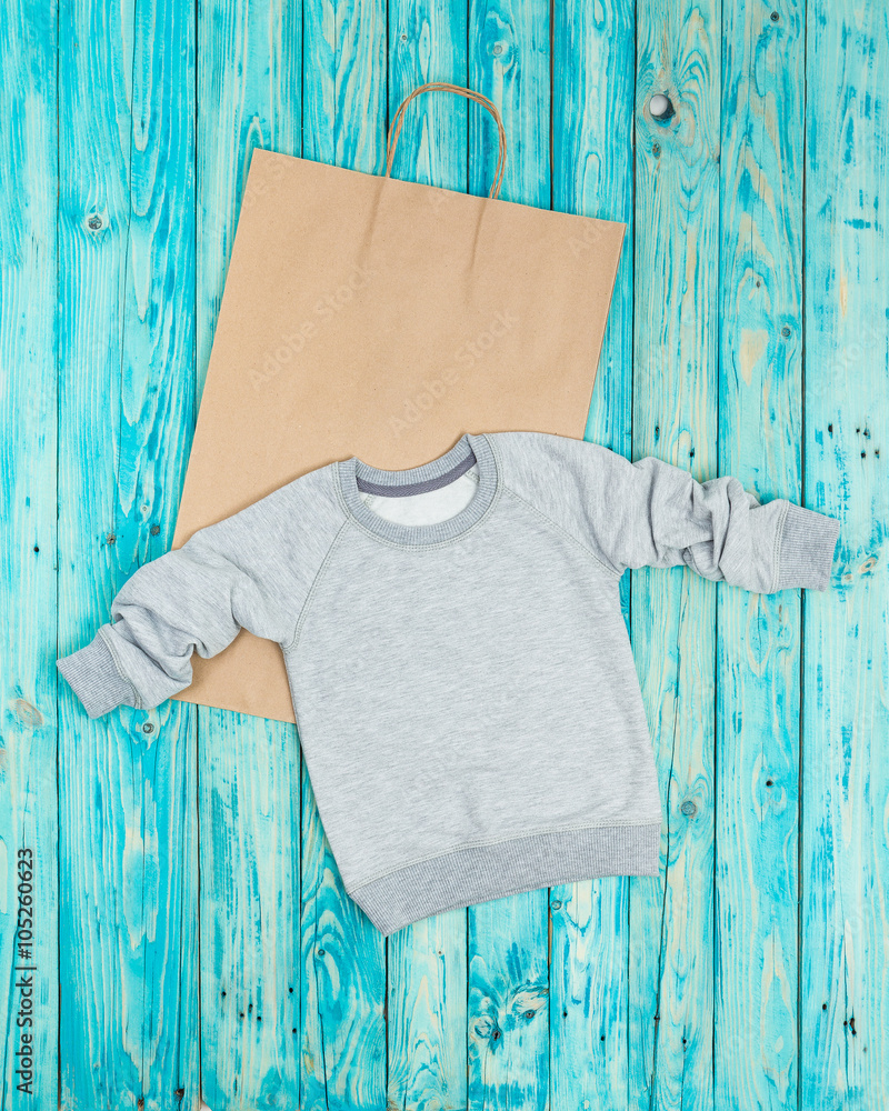 Gray casual kids pullover. Front Top view. Other clothing for children ...