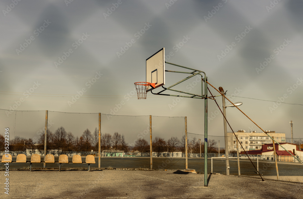 basketball court and hoop Stock Photo | Adobe Stock