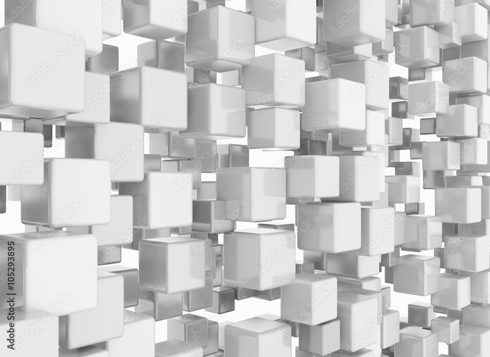 3D cubes background white Stock Illustration | Adobe Stock