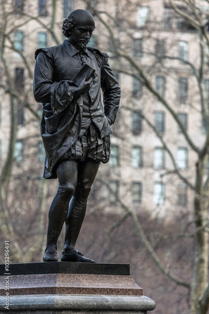 Statue of William Shakespeare in Central Park Stock Photo | Adobe Stock