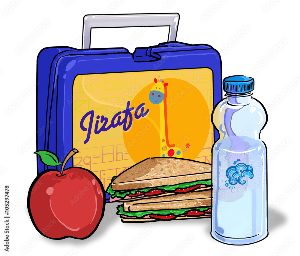 Lunch escolar para niños campeones incluye una manzana agua natural y ...