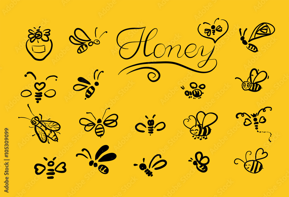 Vector background with bees for your design. Stock Vector | Adobe Stock