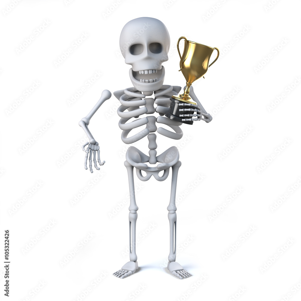 3d Skeleton has won the gold cup trophy award Stock Illustration ...
