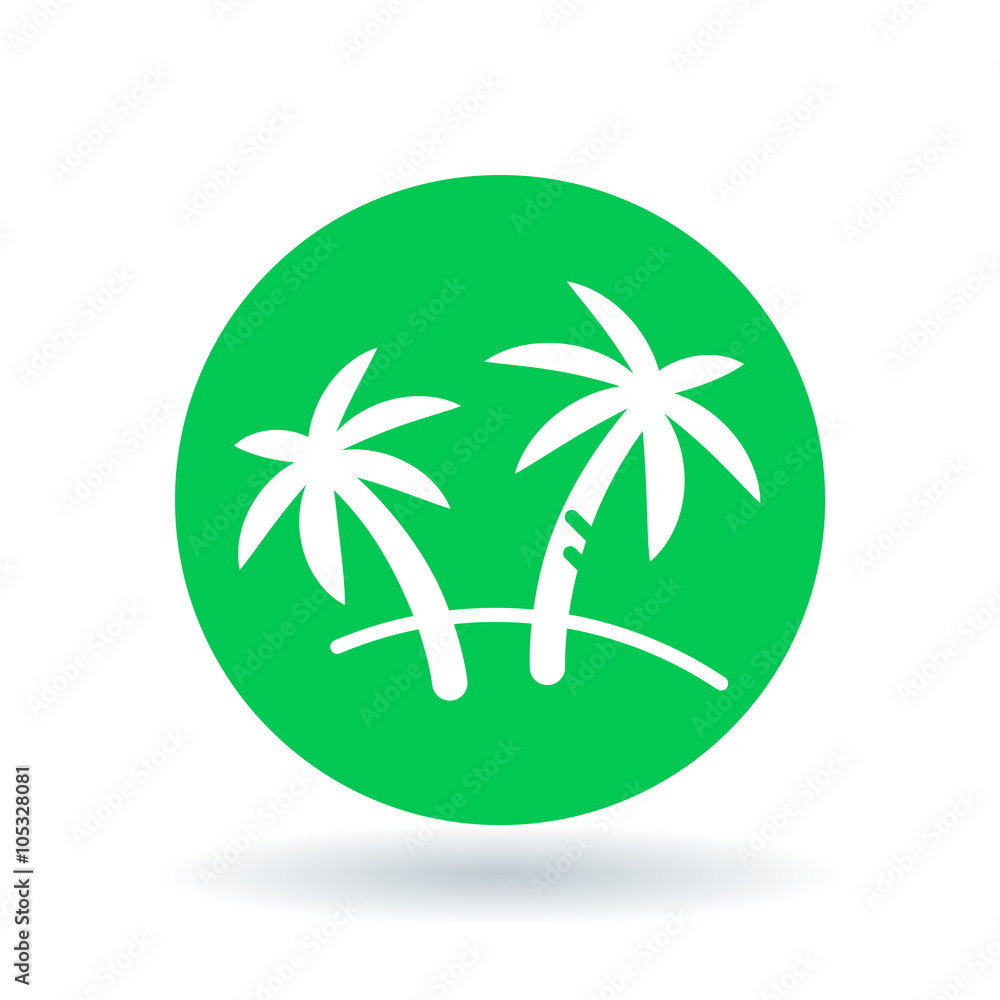 Palm tree icon. Coconut tree sign. Paradise tropical tree symbol. White ...