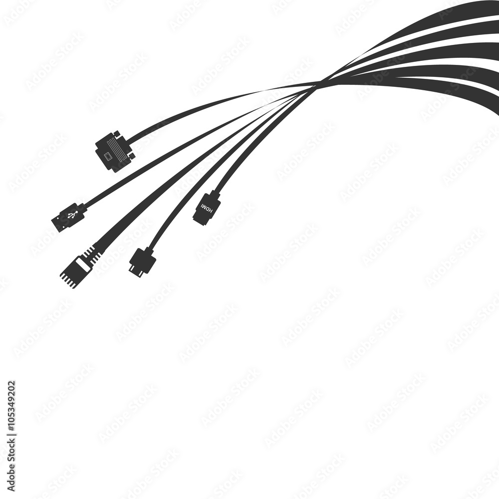 Plug Wire Cable Computer colorful vector illustration Stock Vector ...