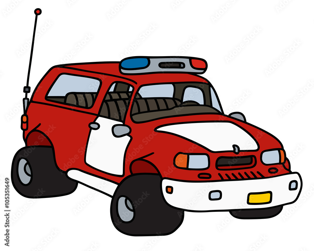 Fire patrol car / Hand drawing, vector illustration Stock Vector ...