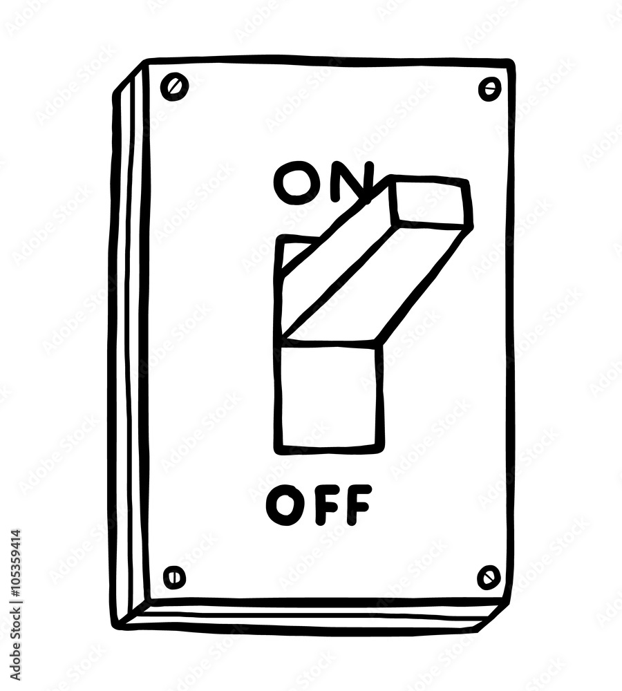 electric switch / cartoon vector and illustration, black and white ...