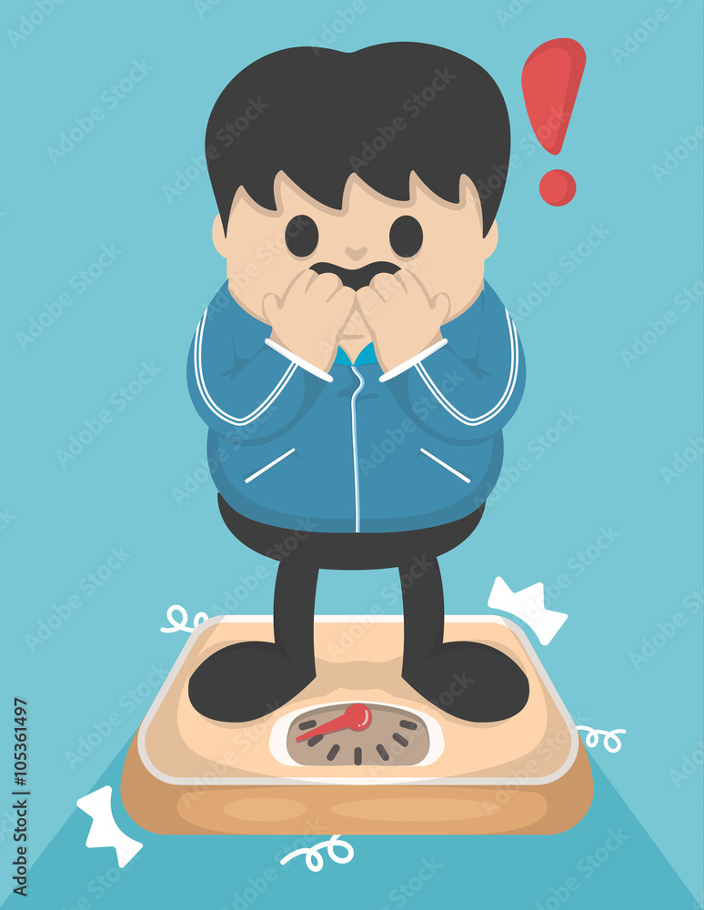 Cartoon exercises, Scales for measuring obesity Stock Vector | Adobe Stock