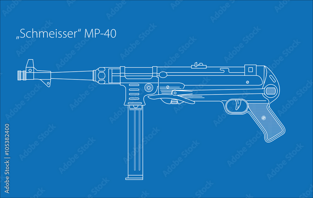 German MP40 Submachine Gun Stock Vector | Adobe Stock