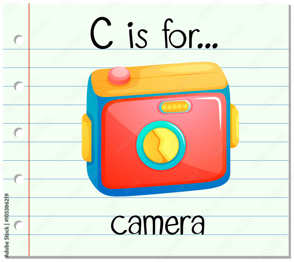 Flashcard letter C is for camera Stock Vector | Adobe Stock