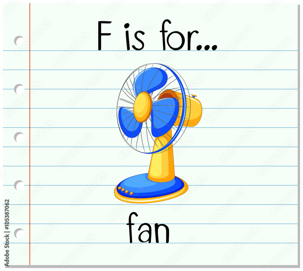 Vetor do Stock: Flashcard letter F is for fan | Adobe Stock