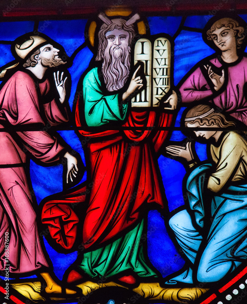 Moses and the Stone Tablets - Stained Glass Stock Photo | Adobe Stock