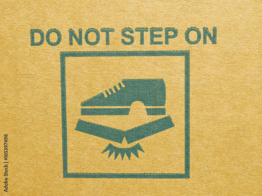 "do not step on" warning symbol on real cardboard box Stock Photo ...