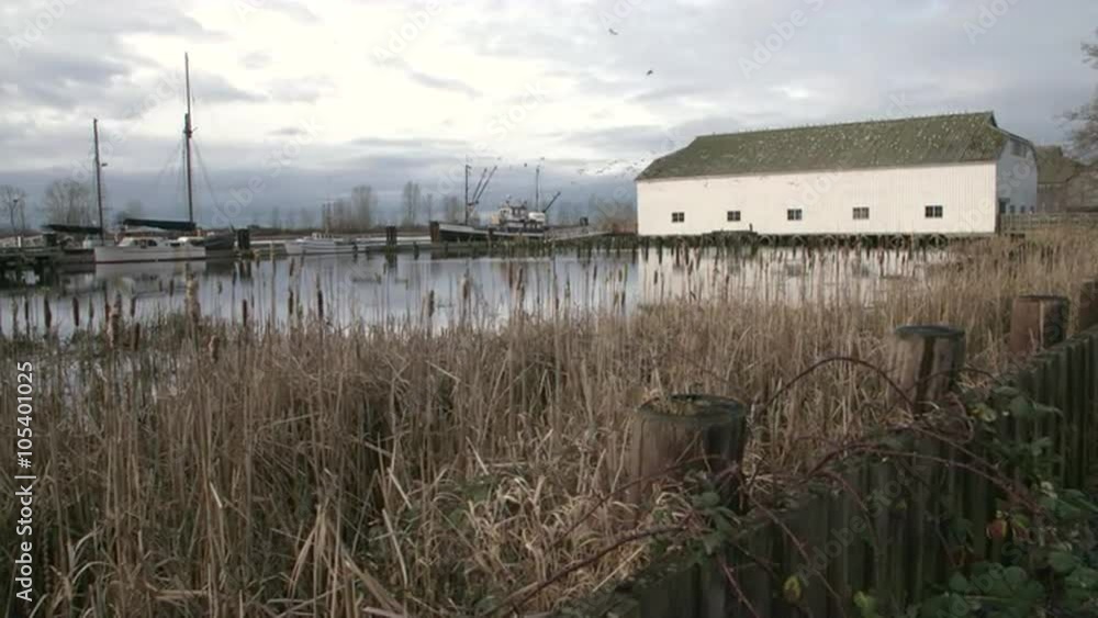 Britannia Heritage Shipyard 4K dolly shot. A dolly shot of the Historic ...
