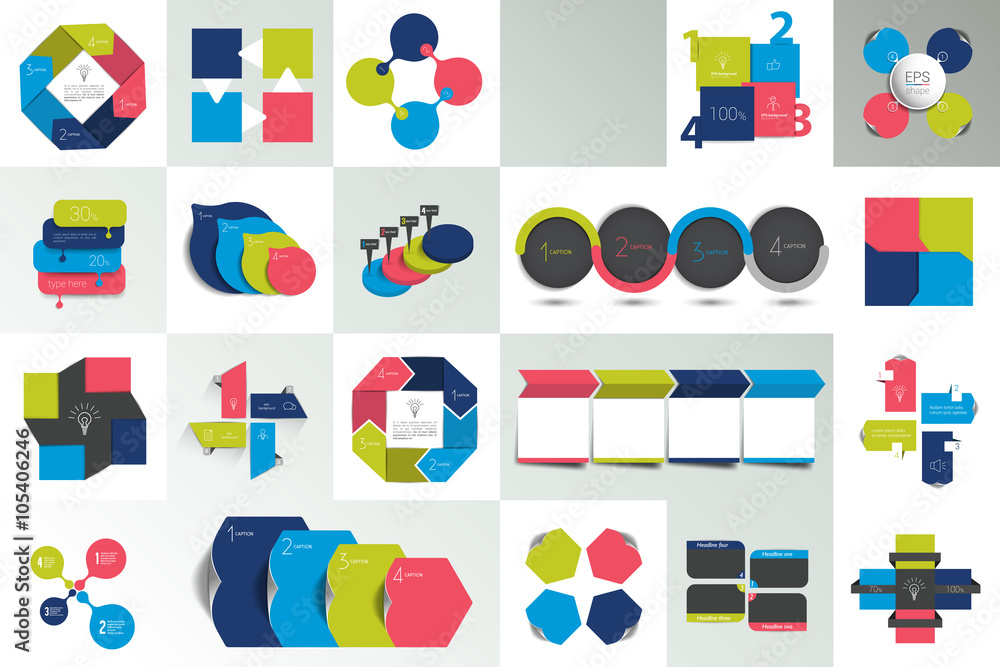 Set of 4 option part charts, schemes, diagrams, flowcharts. Four step ...