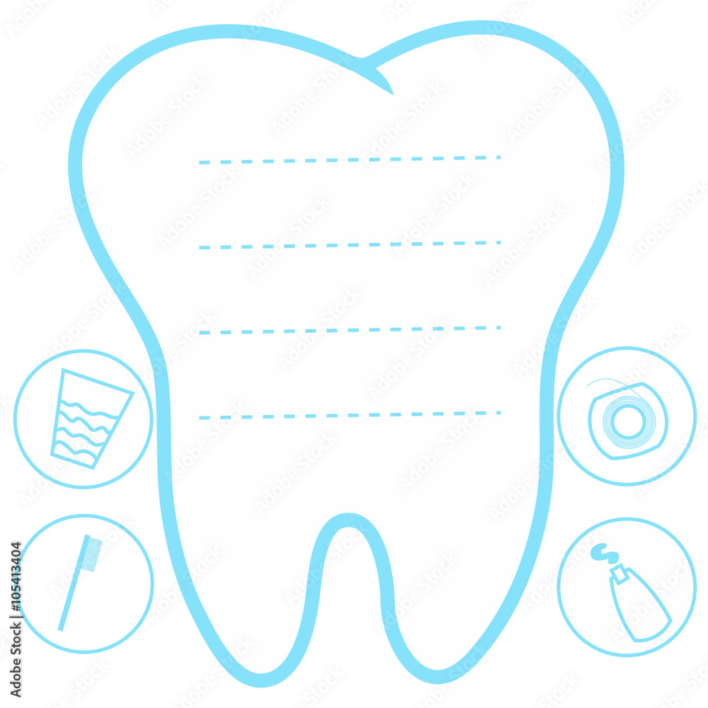 Tooth white and blue background, teeth vector icon illustration, first ...