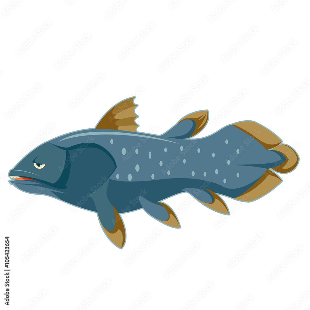 Cartoon blue Coelacanth Stock Vector | Adobe Stock