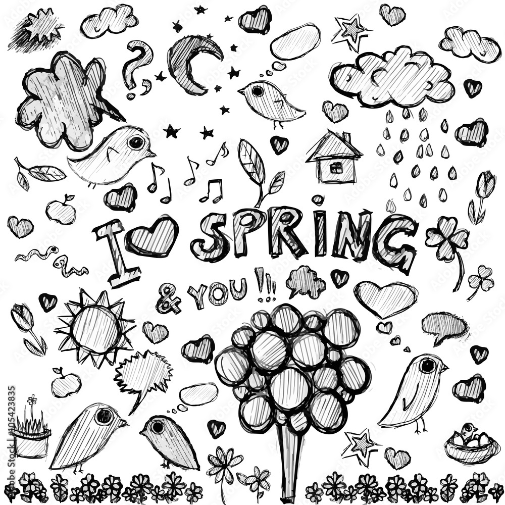 Spring Clip Art Black And White