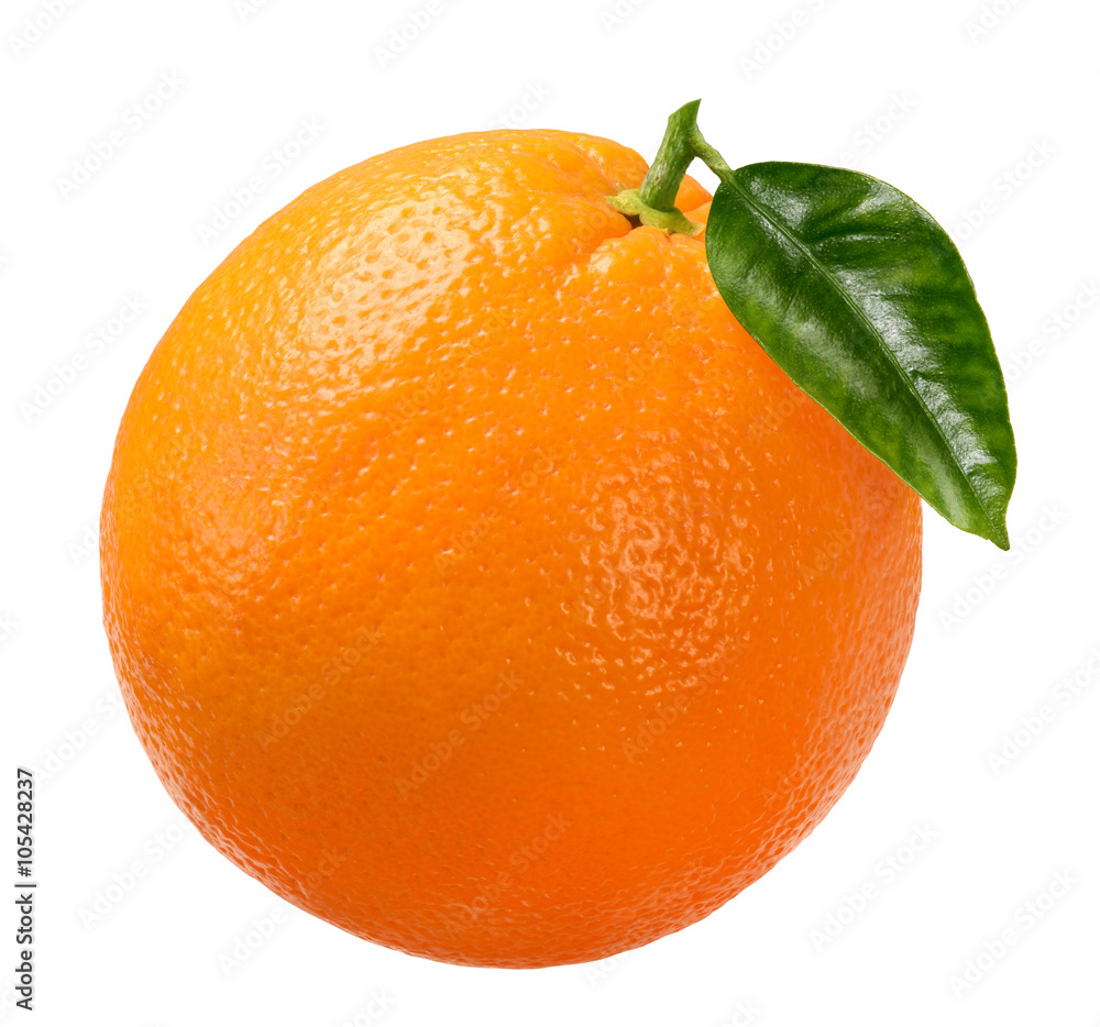 Orange mit Blatt Stock Photo | Adobe Stock