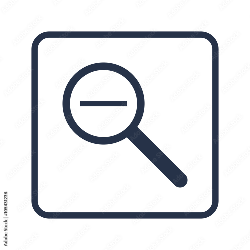 Zoom out icon, on white background, rounded rectangle border, bl Stock ...