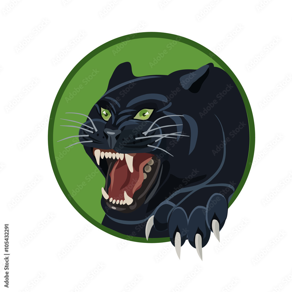 Vetor de angry black panther/ Icon angry black panther prepared to attack their prey in the hunt ...