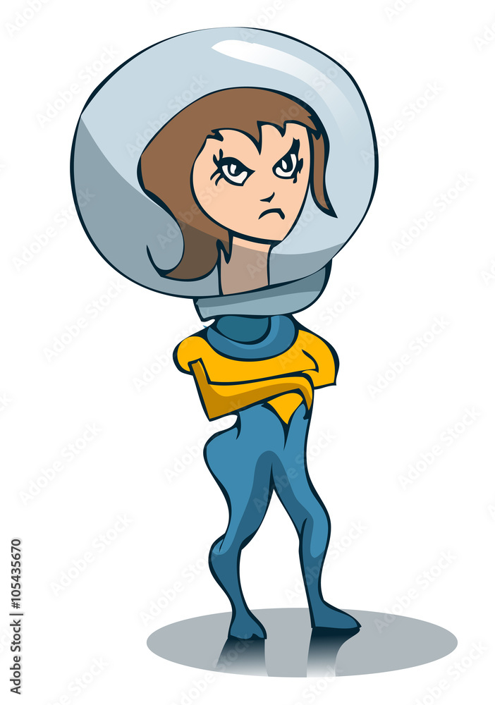 Cartoon Space Girl in Astronaut Suit, Vector Illustration. Stock Vector ...
