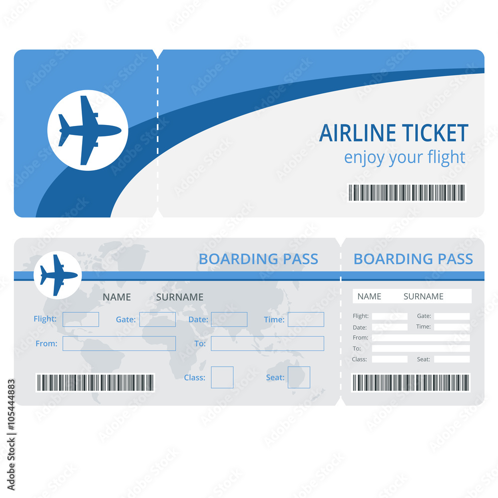 Plane ticket design. Plane ticket vector. Blank plane tickets isolated ...