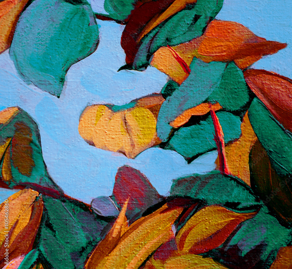 abstract painting with leaves, illustration Stock Photo | Adobe Stock