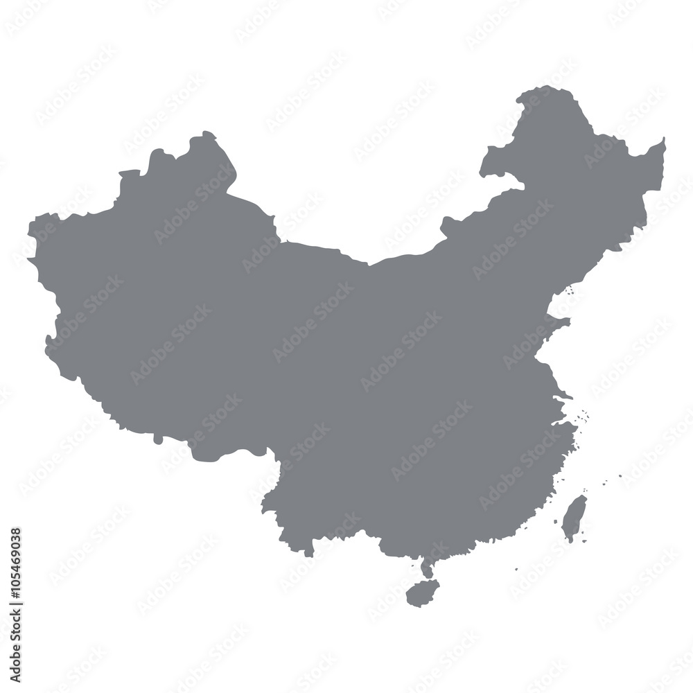 Map of China in gray on a white background Stock 벡터 | Adobe Stock