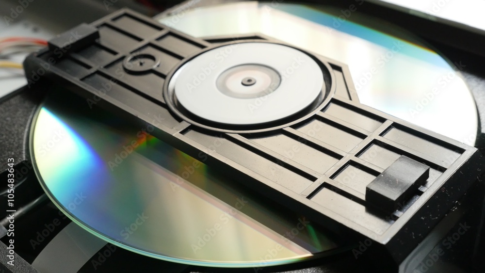 Compact disc mechanism reading sequence start 4K 2160p UltraHD footage ...