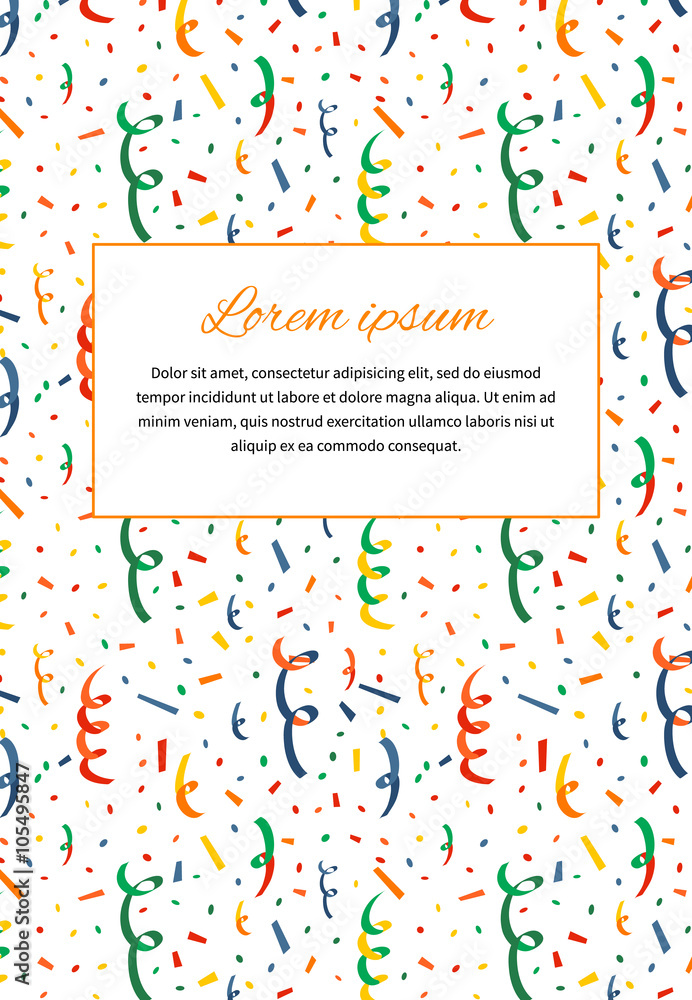 Abstract background with exploding party popper and text template, a4 ...