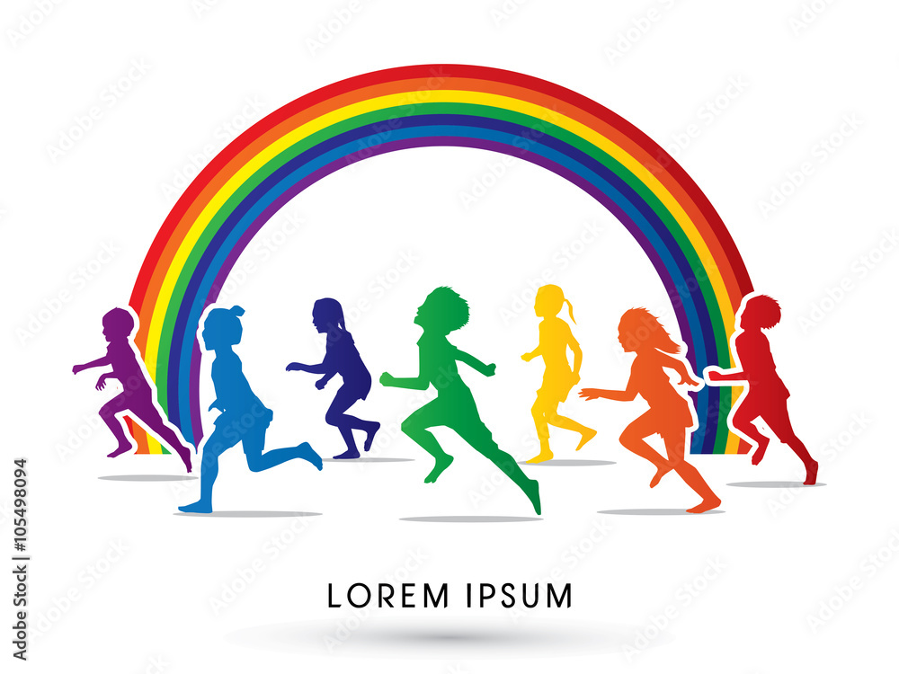 Kids Running Silhouette Vector