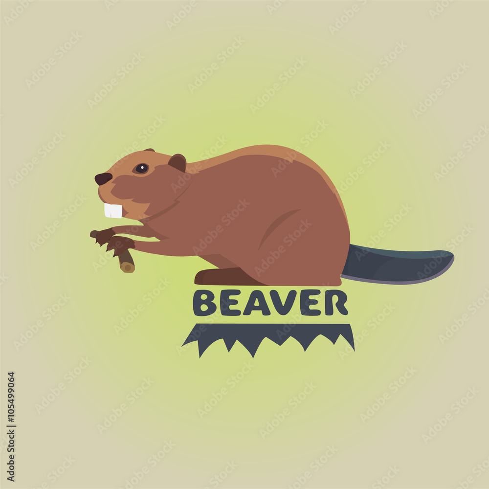 Funny cartoon beaver illustration, cartoon style Stock Vector | Adobe Stock