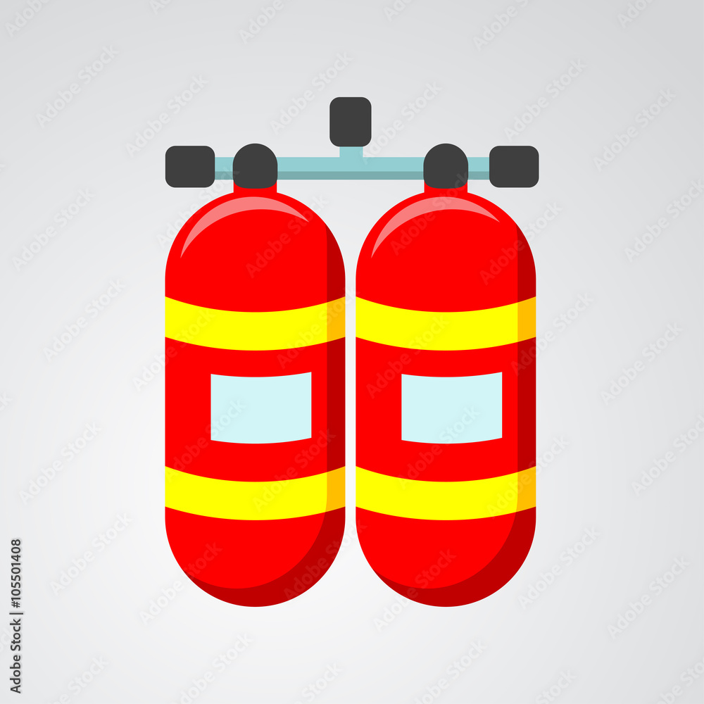 Icono plano botellas de oxigeno color en fondo degradado Stock Vector ...