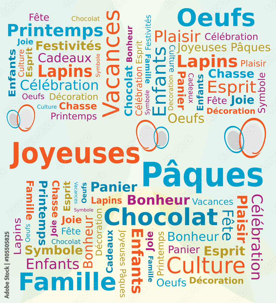 Nuage de Mots - Joyeuses Pâques en Français - Illustration Oeufs Stock ...