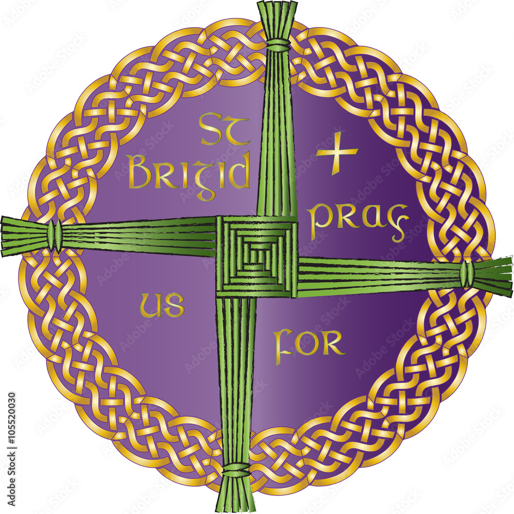 rish celtic knot ornament with the cross of St Brigid, believed to ...