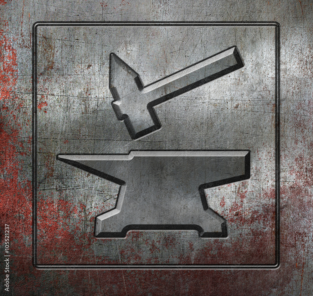 Amboss Hammer Metall Emblem Stock Illustration | Adobe Stock