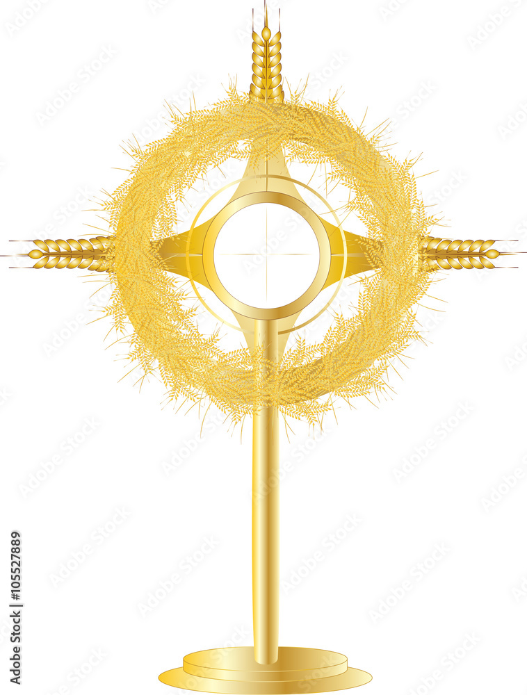 Golden monstrance for Eucharistic adoration of the Blessed Sacrament ...