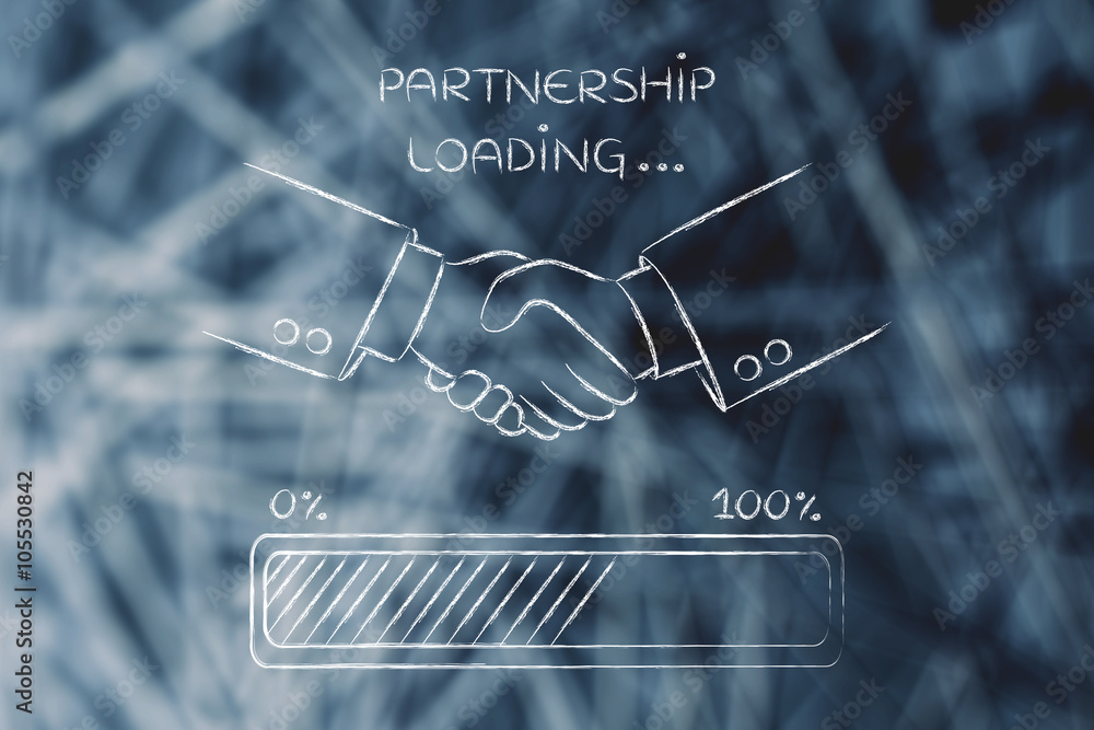 handshake with progress bar, partnership loading Stock Illustration ...