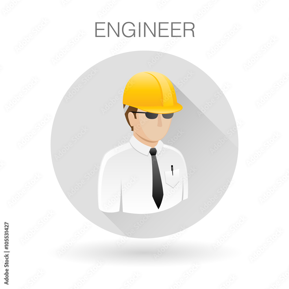 Engineer contractor icon. Professional man with hardhat symbol ...