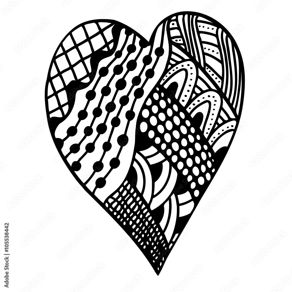 heart in zentangle style Stock Vector | Adobe Stock
