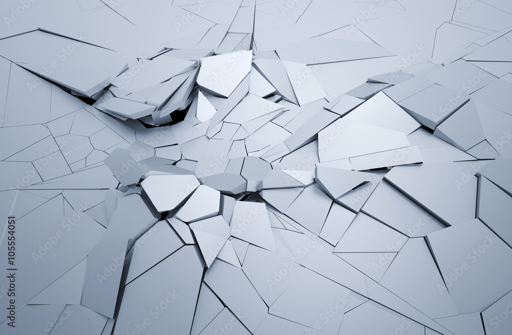 Abstract 3d rendering of cracked surface. Background with broken shape ...