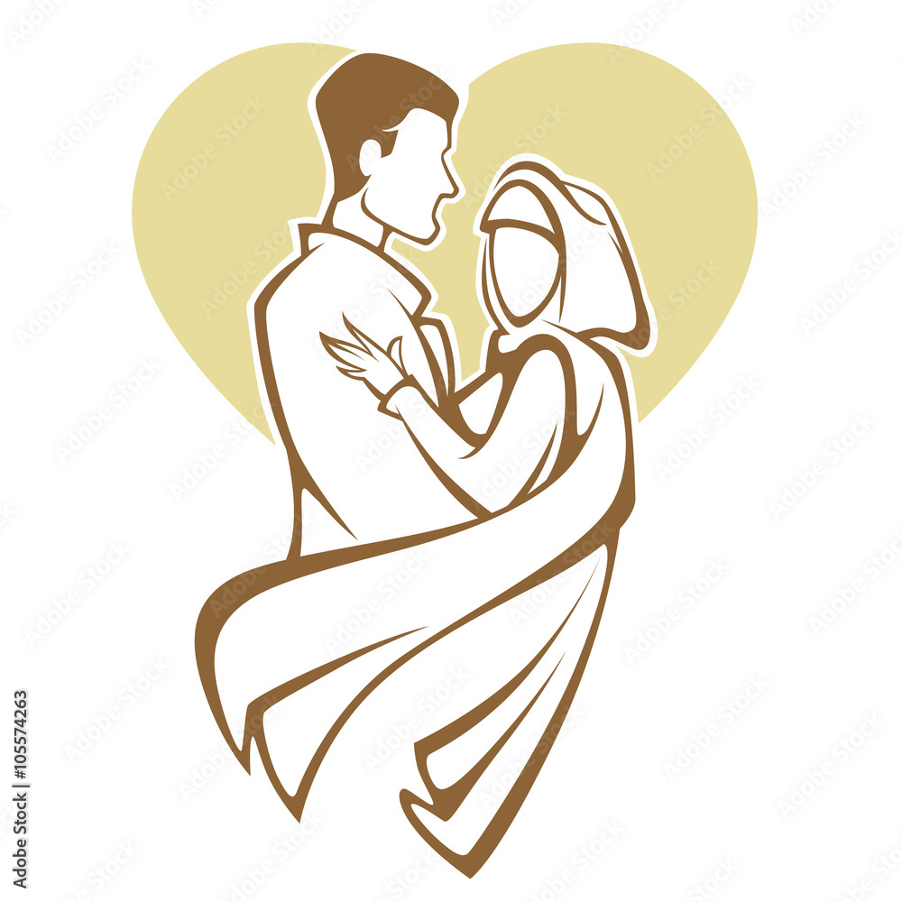 muslim wedding, bride and groom, romantic couple in elegant styl Stock ...