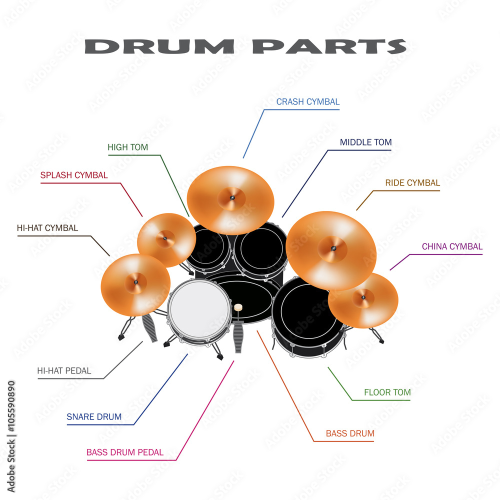 partes de la bateria Stock-Vektorgrafik | Adobe Stock